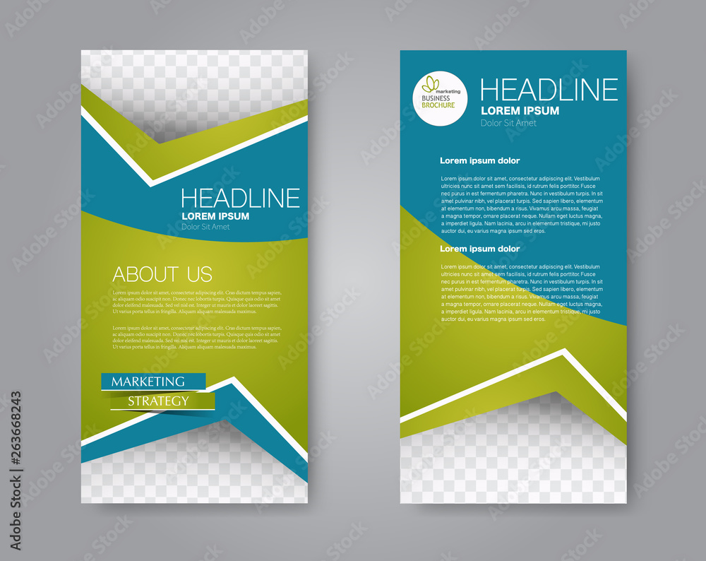 Flyer template. Vectical banner design. Modern abstract two side ...