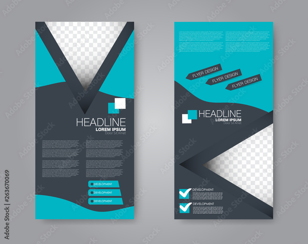 Flyer template. Vectical banner design. Modern abstract two side ...