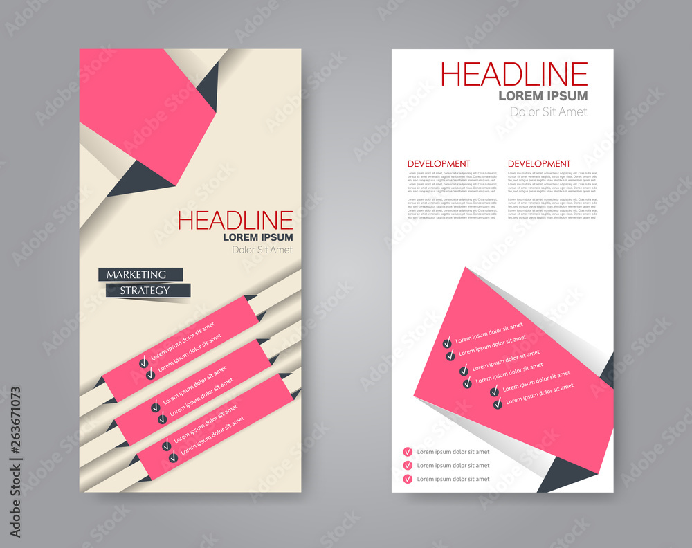 Flyer template. Vectical banner design. Modern abstract two side narrow ...