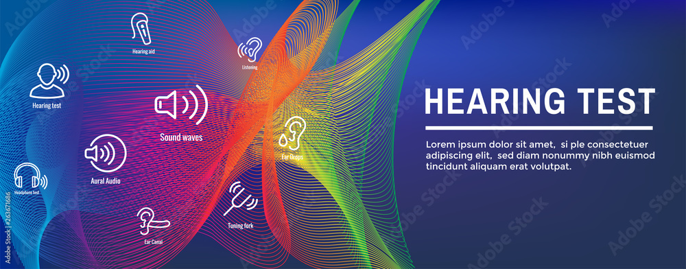 Hearing Test Web Header Banner - Sound Wave Images Set Stock Vector ...