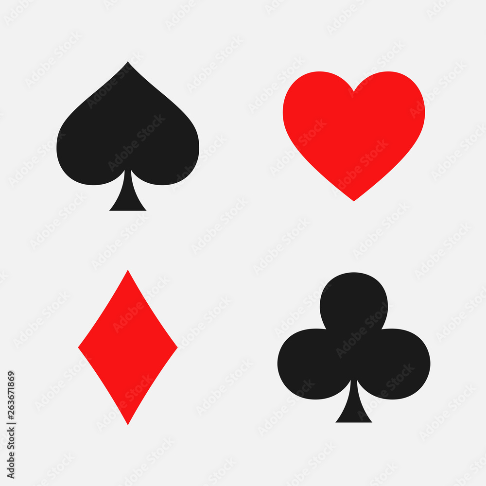 Set of playing card symbols. flat vector illustration isolated on a ...