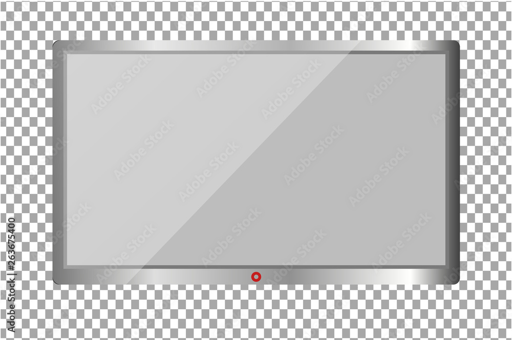 Realistic TV screen. Modern stylish lcd panel, led type. Large computer ...