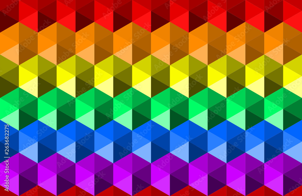 Colorful rainbow texture background of hexagon shapes, horizontal ...