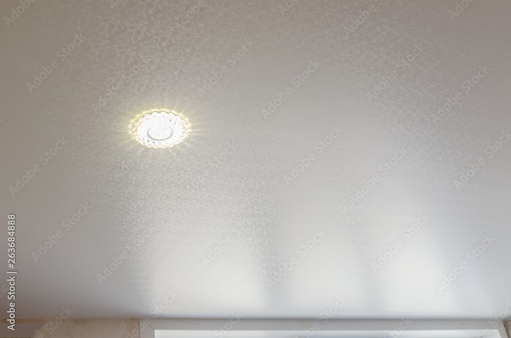 Ceiling in the room with spotlights installed and turned on Stock Photo ...