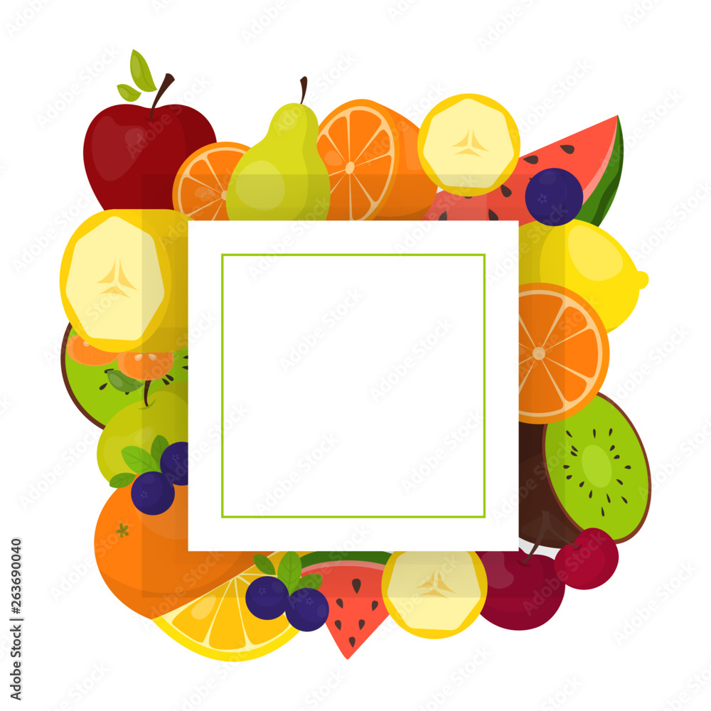 Colorful fruit frame set Stock Vector | Adobe Stock