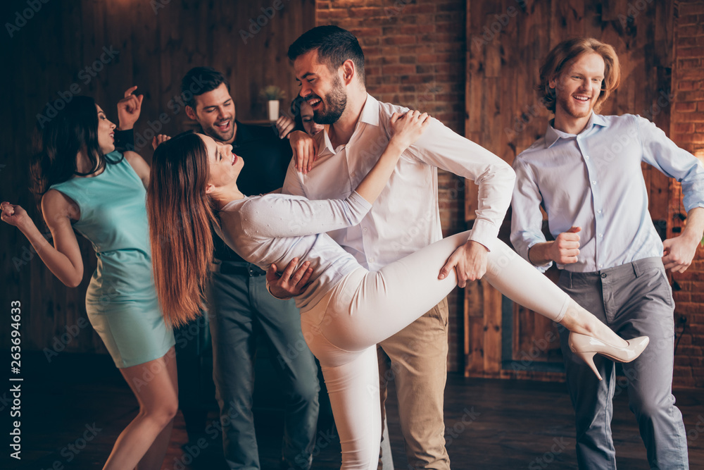 Close up photo classy best gathering hang out slow dance partners tango ...