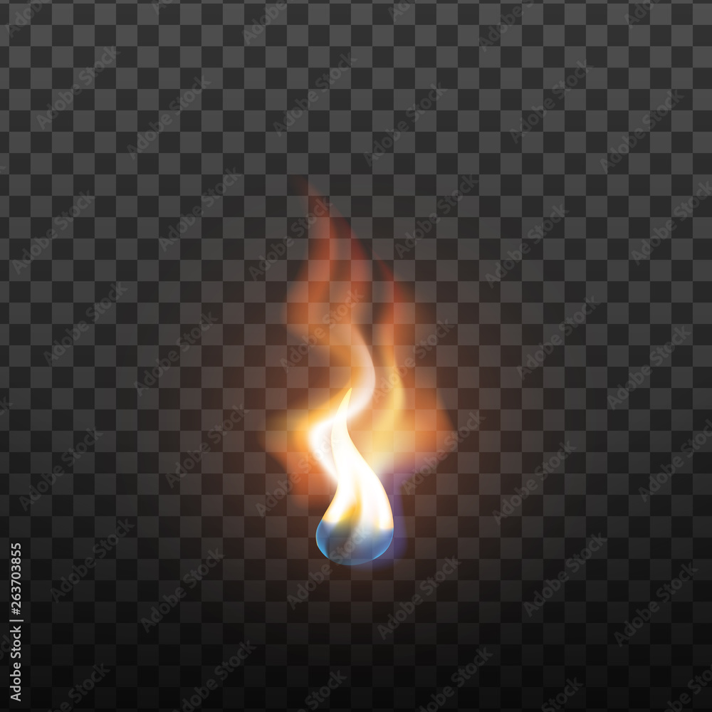 Realistic Candlelight Brush Fire Element Vector. Hot Fire Flame Bonfire ...