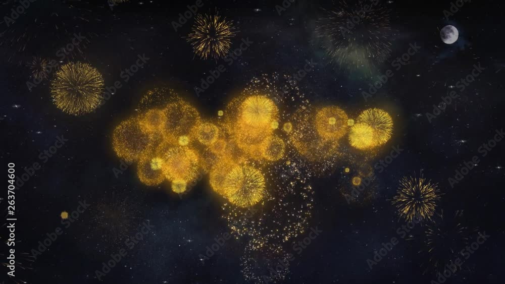 Welcome 2 Text Typography Reveal From Golden Firework Crackers ...