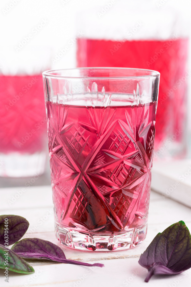 Turkish traditional ramadan drink Sherbet with sweet basil, sugar and ...