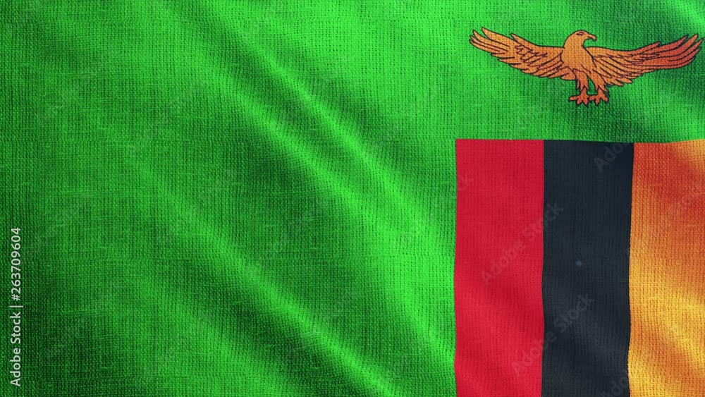 Zambia flag is waving 3D illustration. Symbol of Zambian national on ...