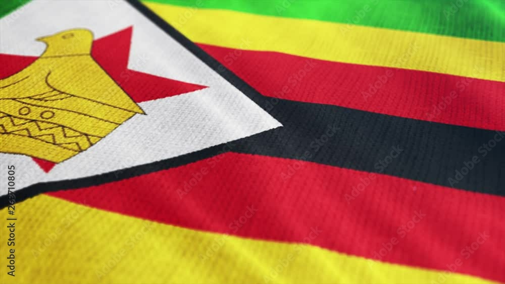 Zimbabwe flag is waving 3D illustration. Symbol of Zimbabwe national on ...