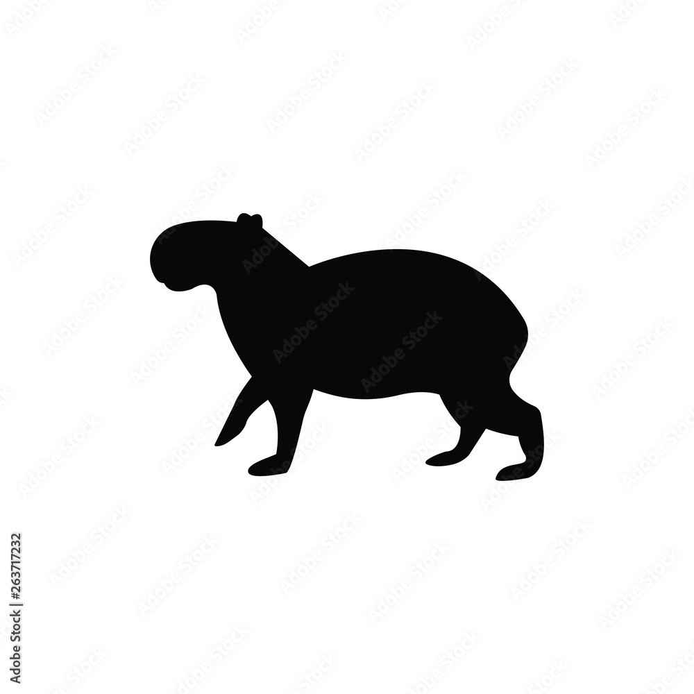 capybara vector black silhouette isolated on white background Stock ...