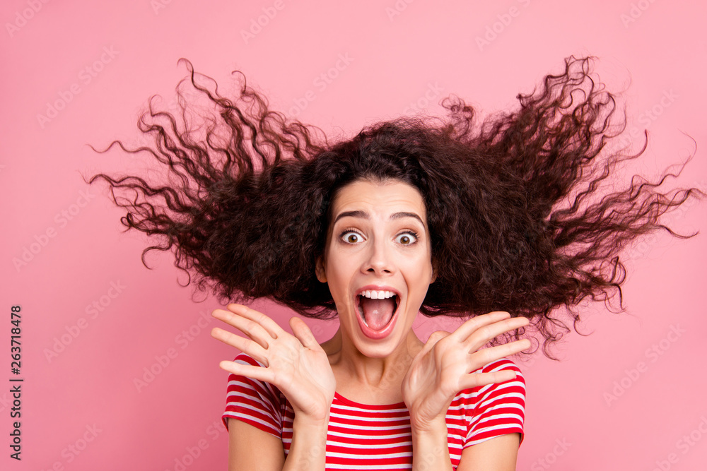 Close up photo portrait of pretty humorous emotional with comic facial ...