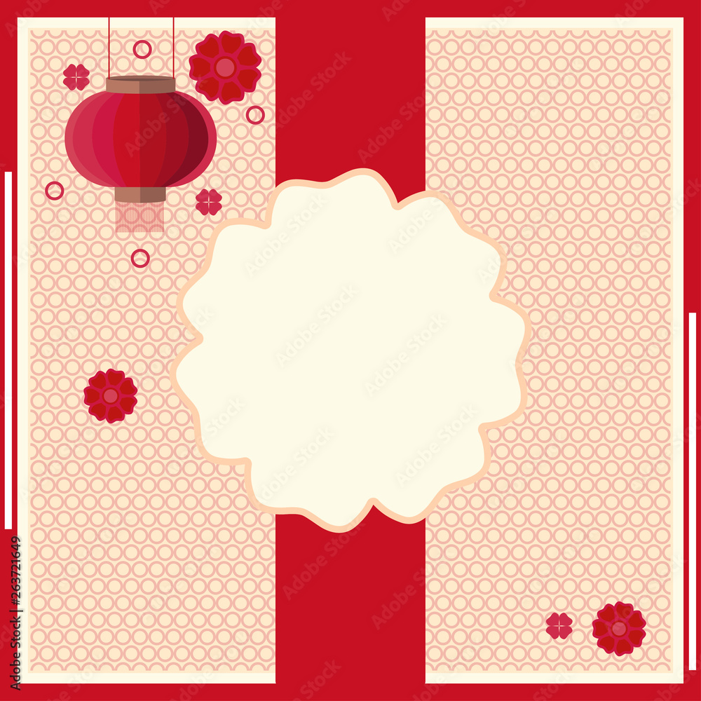 Asian style background with flashlight and copy space flowers used as ...