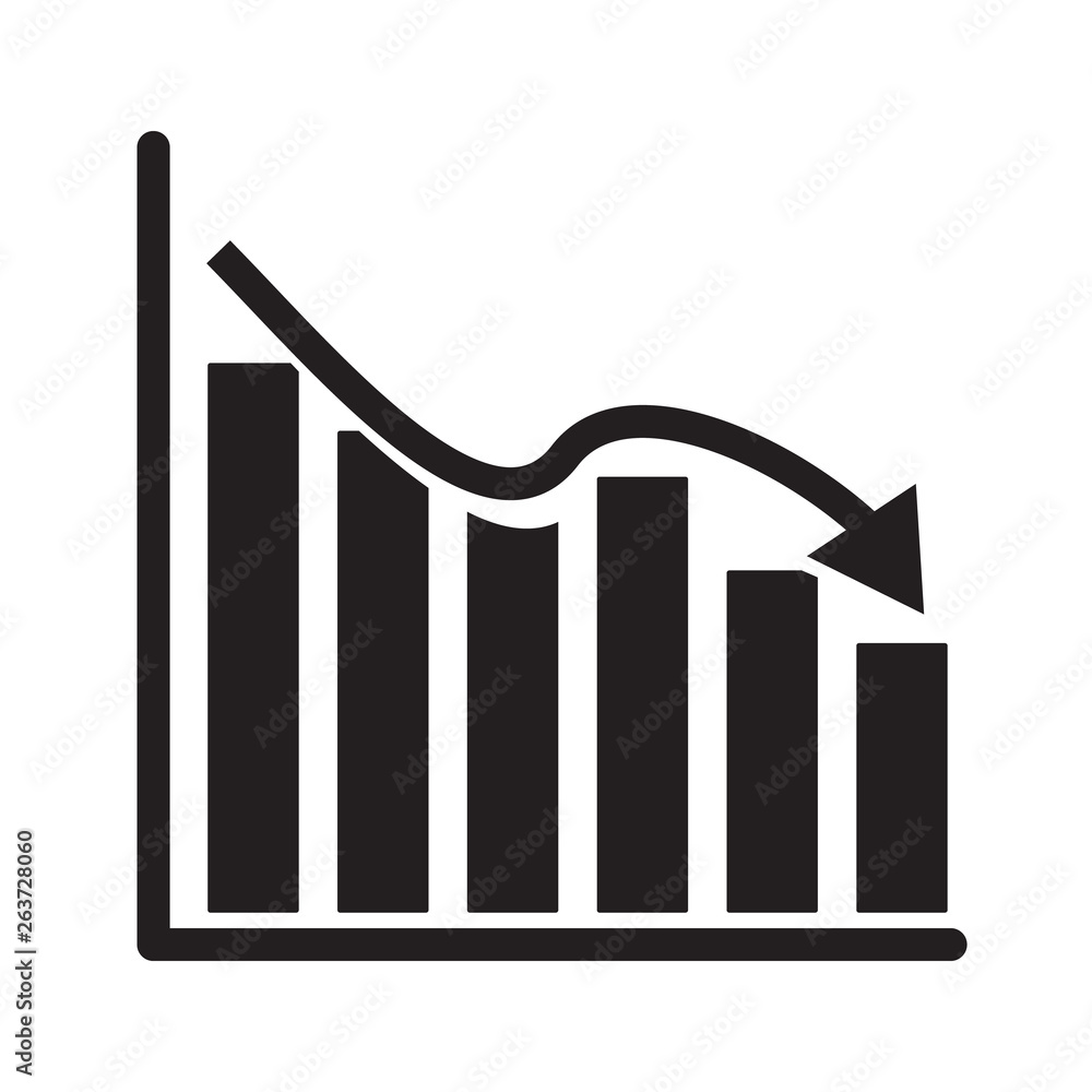 graph chart icon on white background. flat style. declining graph icon ... graph chart icon on white background. flat style. declining graph icon ...
