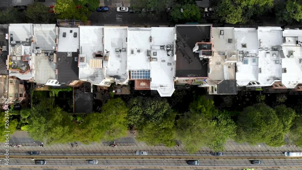 Aerial view top view of downtown Brooklyn building. New York City ...