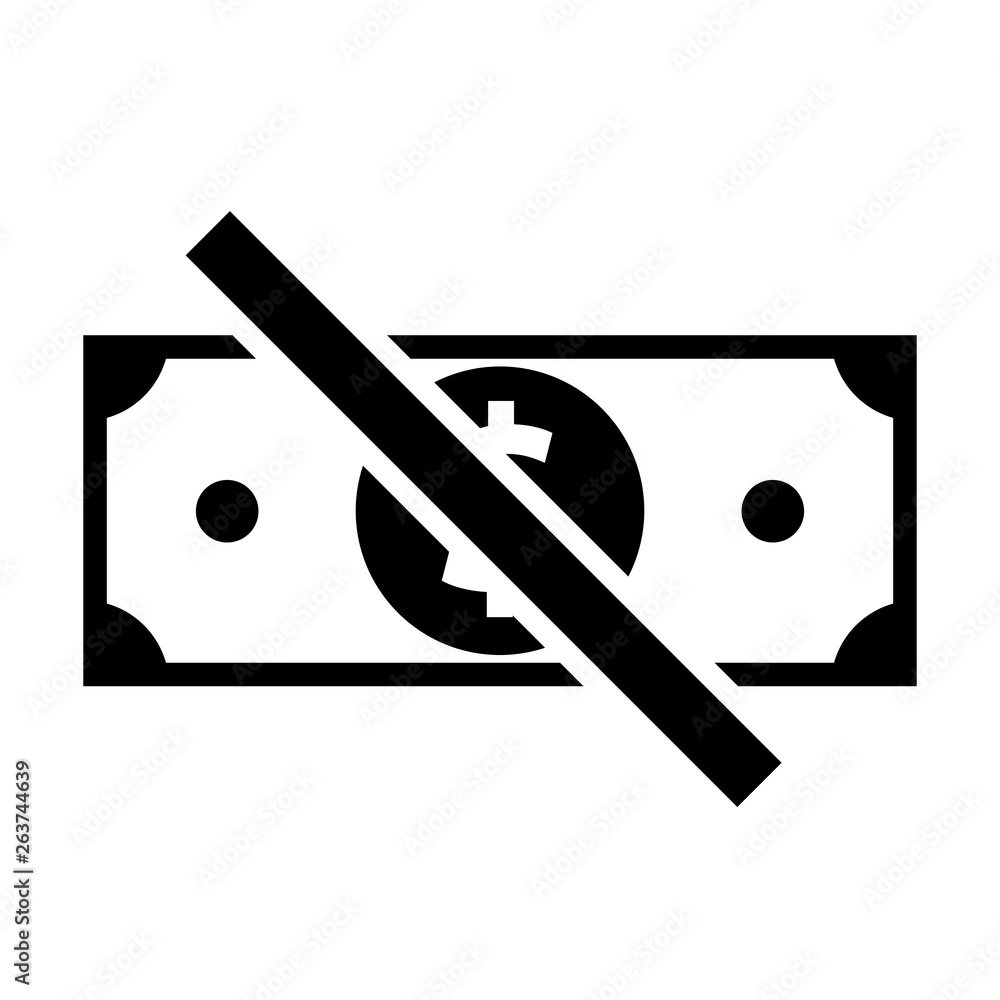 No cash concept icon. Clipart image isolated on white background Stock ...