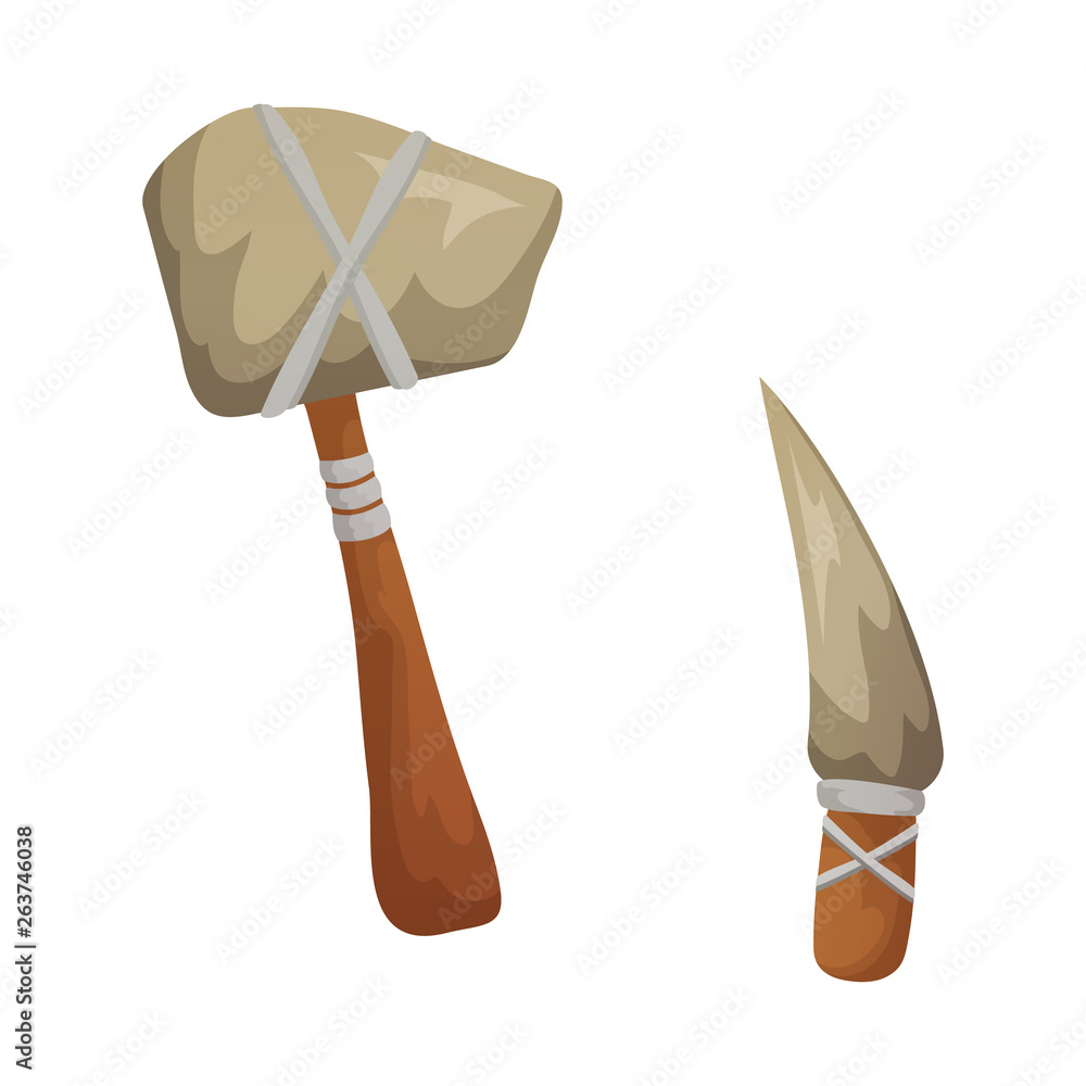 Isolated object of prehistoric and weapon icon. Set of prehistoric and ...
