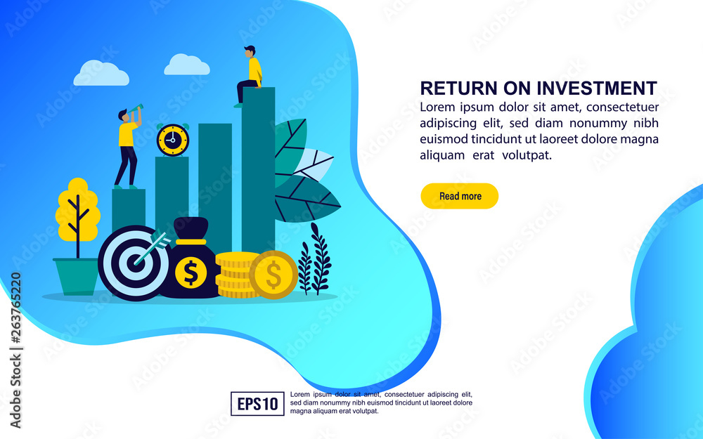 Vector illustration concept of return on investment. Modern ...