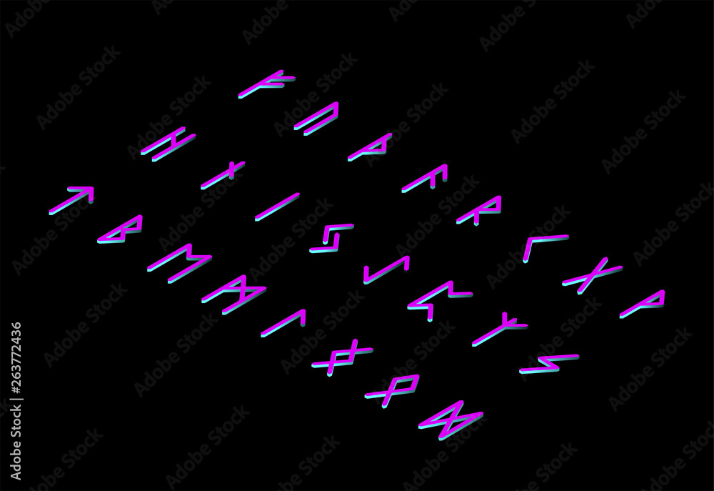 Set of ancient runes. Runic Norwegian Scandinavian alphabet. Senior ...