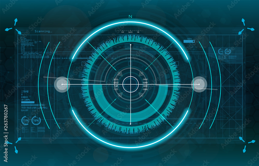 Modern aiming system. Sci-fi futuristic spaceship crosshair. Outline ...