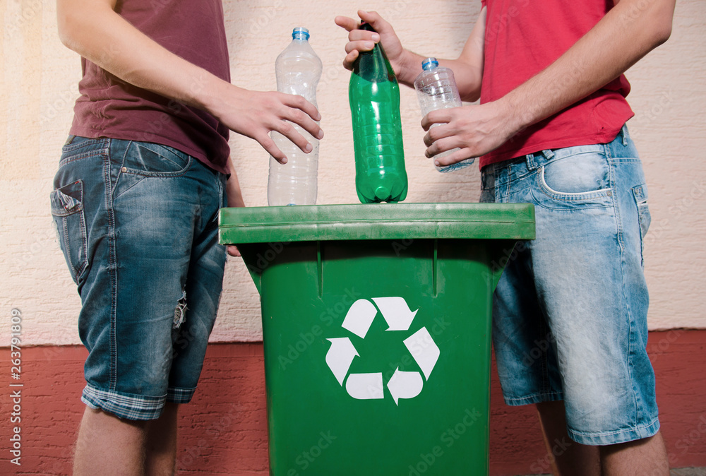 People Recycling Bottles