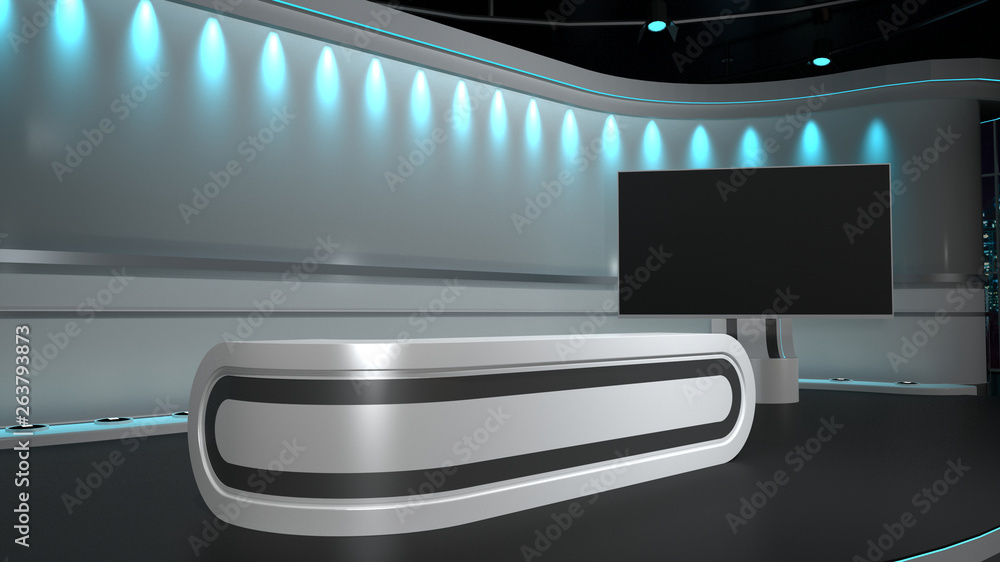 TV Virtual Studio background 3d rendering Stock Illustration | Adobe Stock