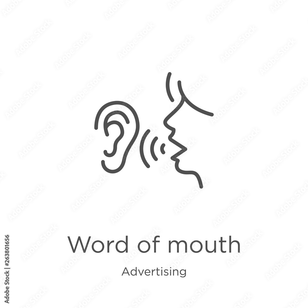 word of mouth icon vector from advertising collection. Thin line word ...