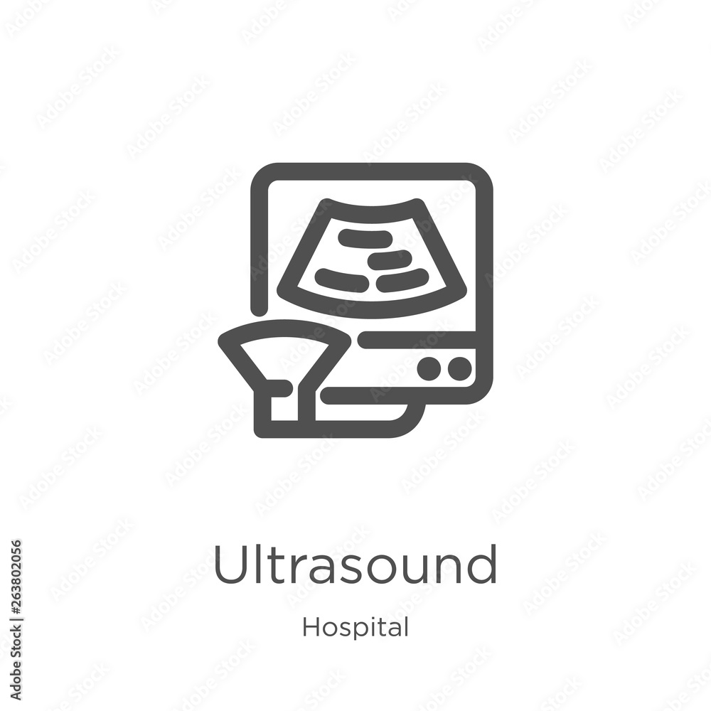 ultrasound icon vector from hospital collection. Thin line ultrasound ...