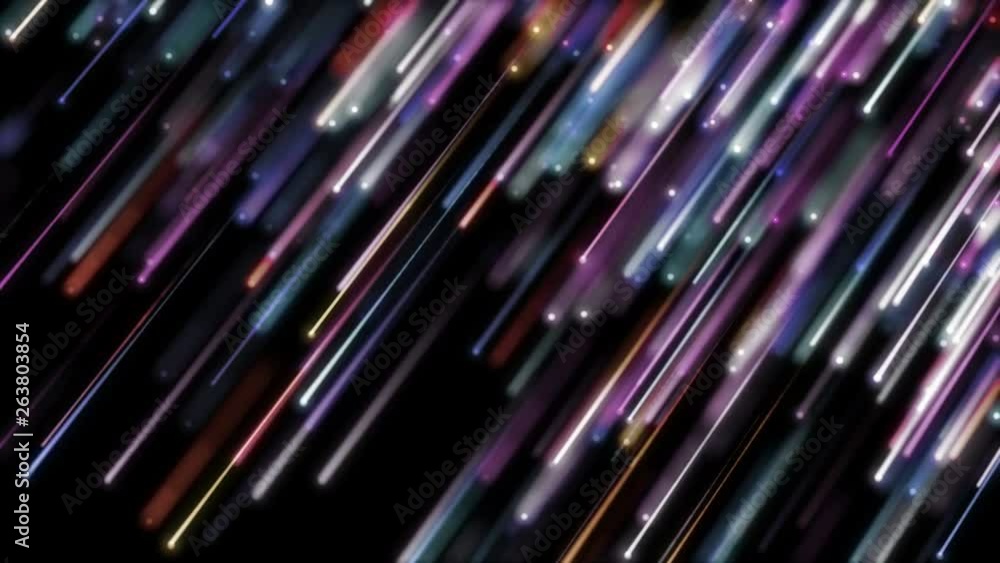 4K Animation of falling bright particles. Particle rain. Flying blue ...