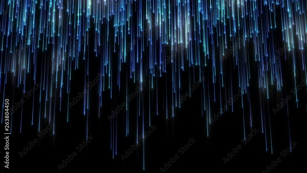 4K Animation of falling bright particles. Particle rain. Flying blue ...