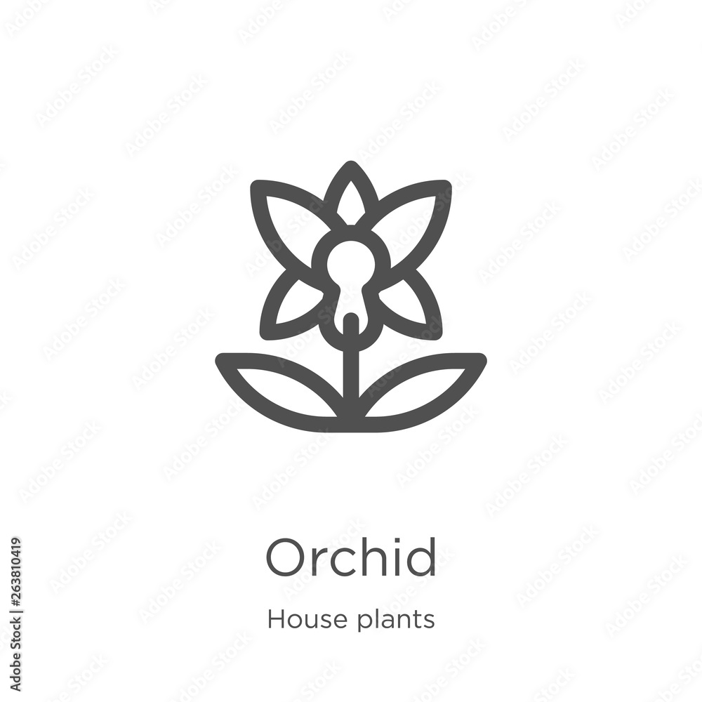 orchid icon vector from house plants collection. Thin line orchid ...