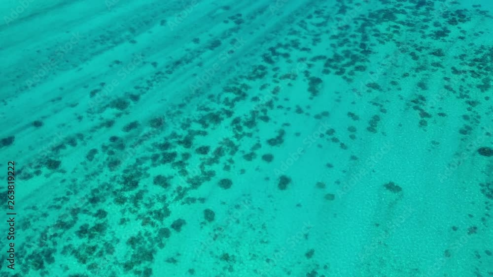 French Polynesia Tahiti aerial drone view of motu with perfect beach by ...