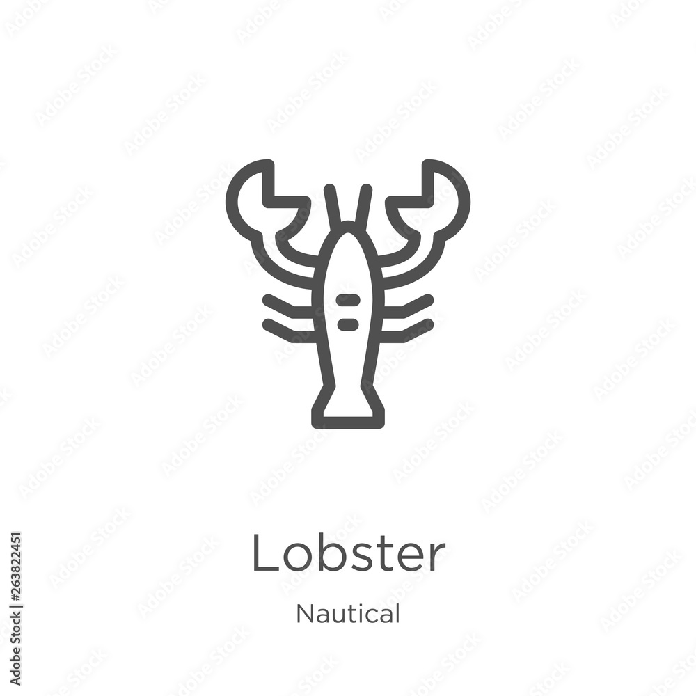 lobster icon vector from nautical collection. Thin line lobster outline ...