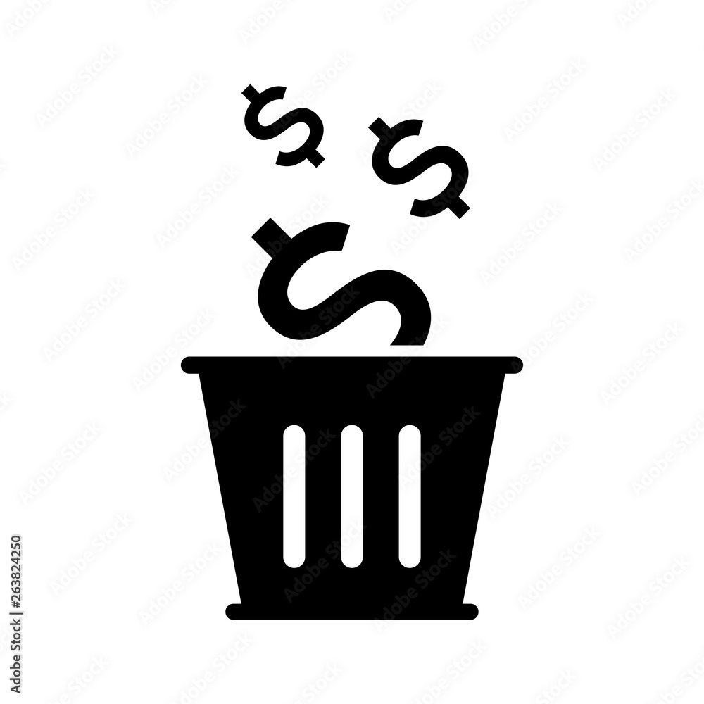 Money Waste Icon Stock Vector | Adobe Stock