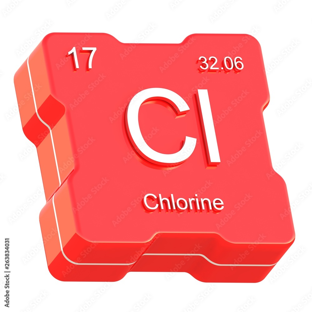 Chlorine element symbol from periodic table on futuristic red icon ...