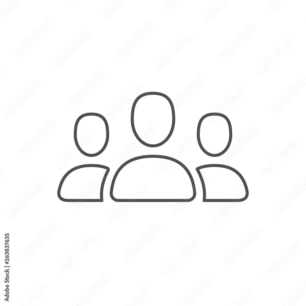 Person icon, people vector sign, line outline thin, human group for ...