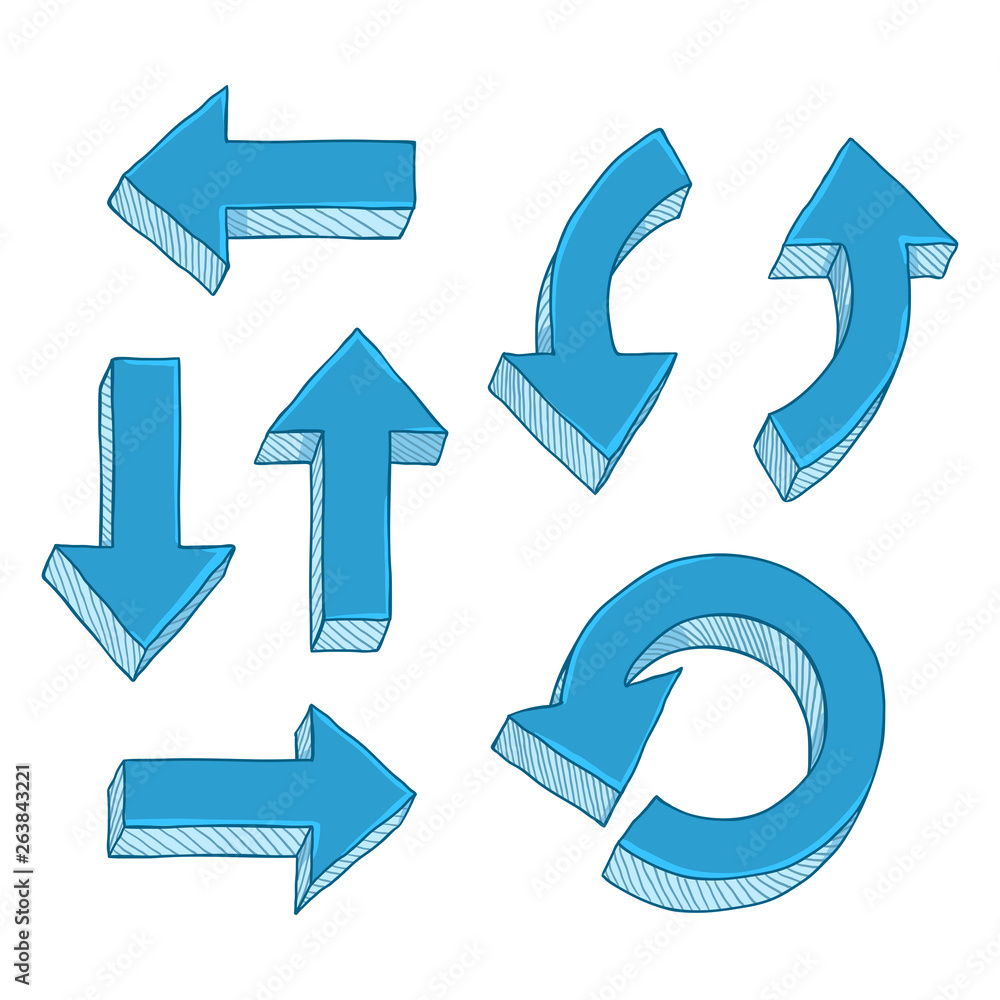 Vector Set of Cartoon Hand Drawn Doodle Arrows Stock Vector | Adobe Stock