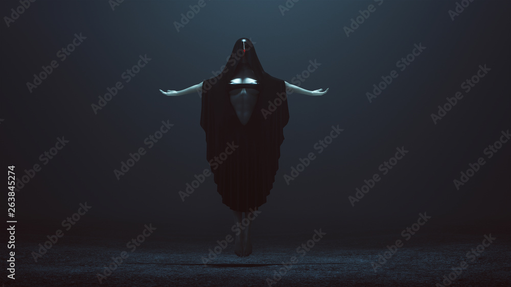 Ilustrace „Floating Cyclops Demon with Black Latex Poncho Futuristic ...