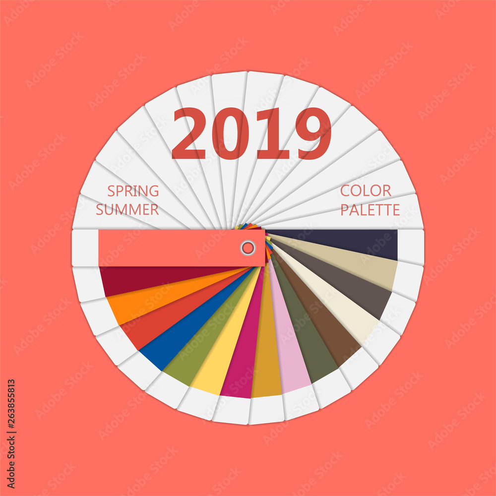 Round paper Spring and summer 2019 colors palette. Fashion trend guide ...