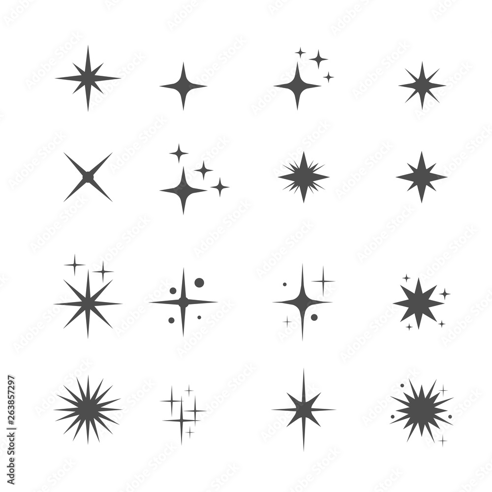 Star icons. Sparkles, shining burst. Vector symbols star isolated on ...