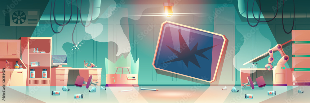 Explosion in chemical laboratory, dangerous monster escape from ...