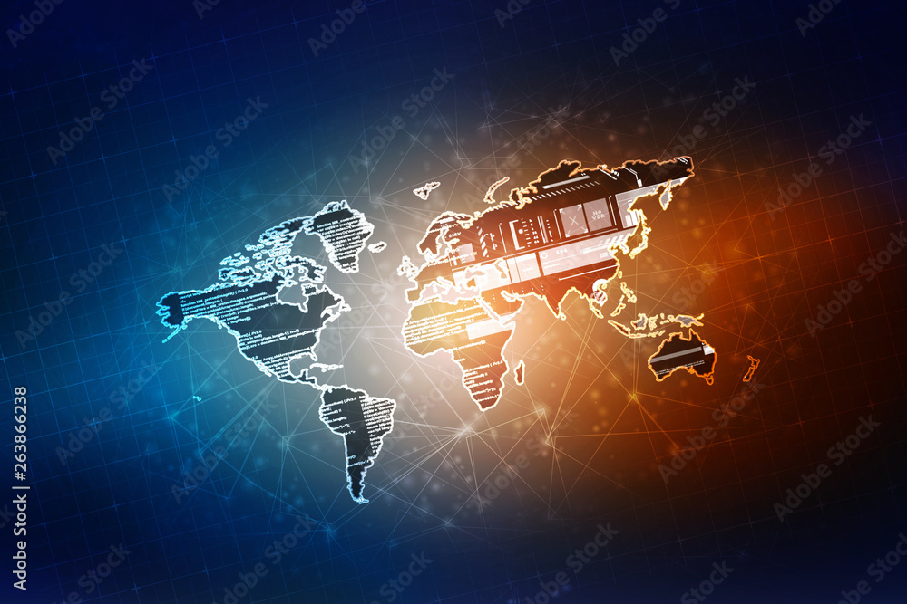 2d illustration world map abstract background Stock Illustration ...