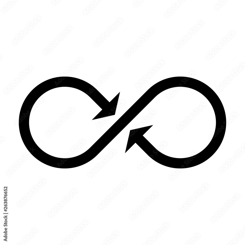 Infinity symbol icon with both side arrows. Concept of infinite ...
