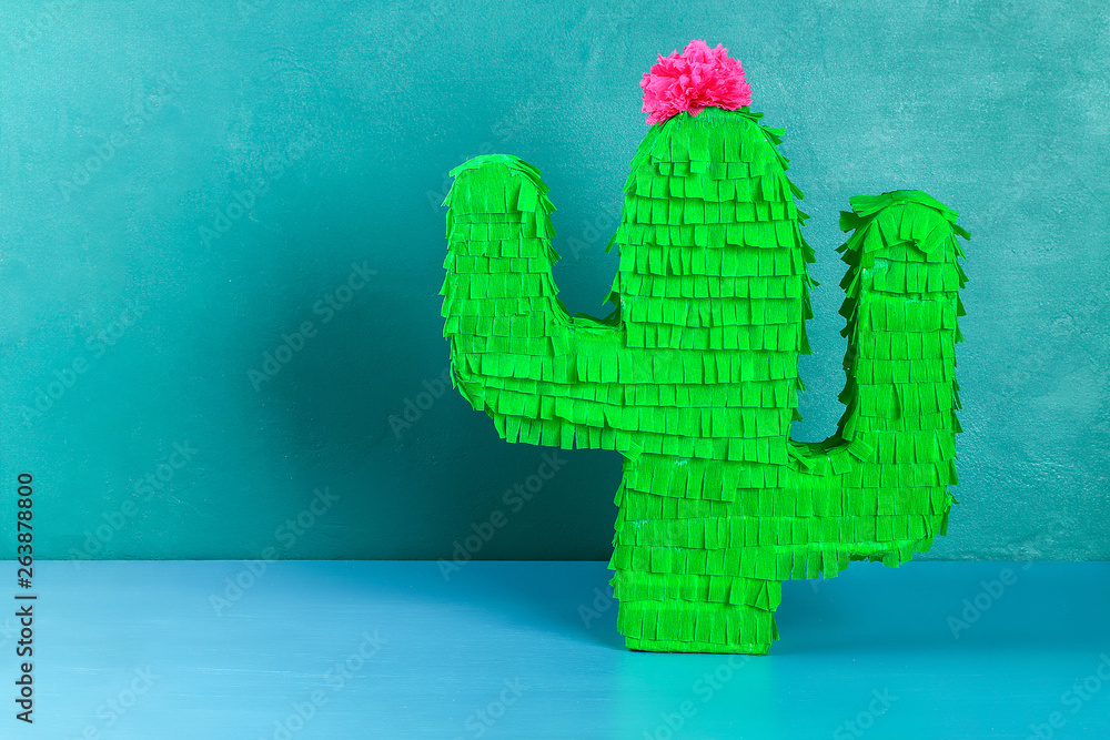 Diy cinco de mayo Mexican Pinata Cactus made cardboard, crepe paper ...
