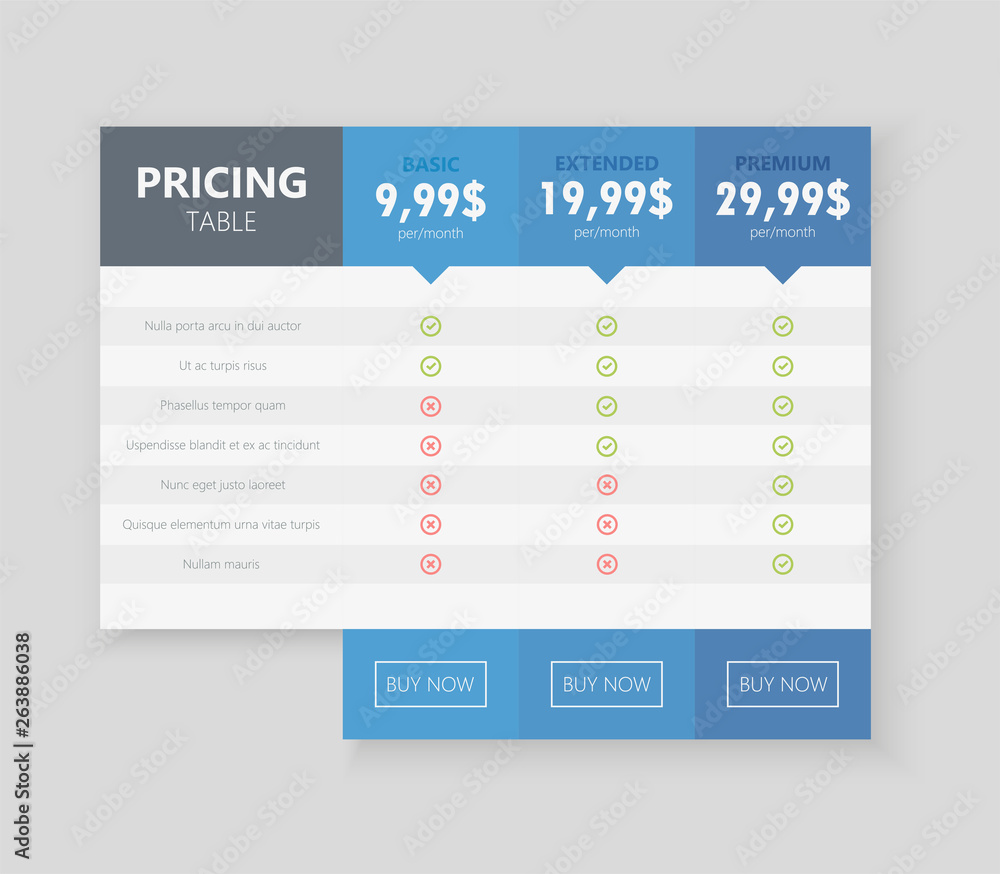 Vector price table tamplate / price list template Stock Vector | Adobe ...