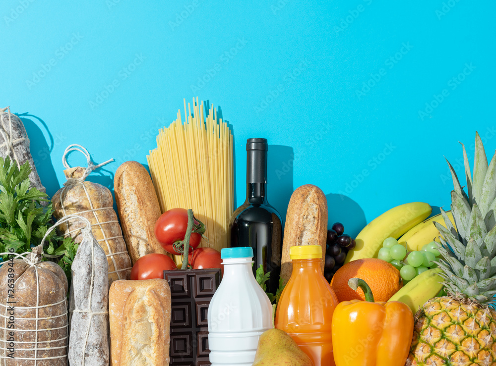 Fresh assorted grocery shopping items Stock Photo | Adobe Stock