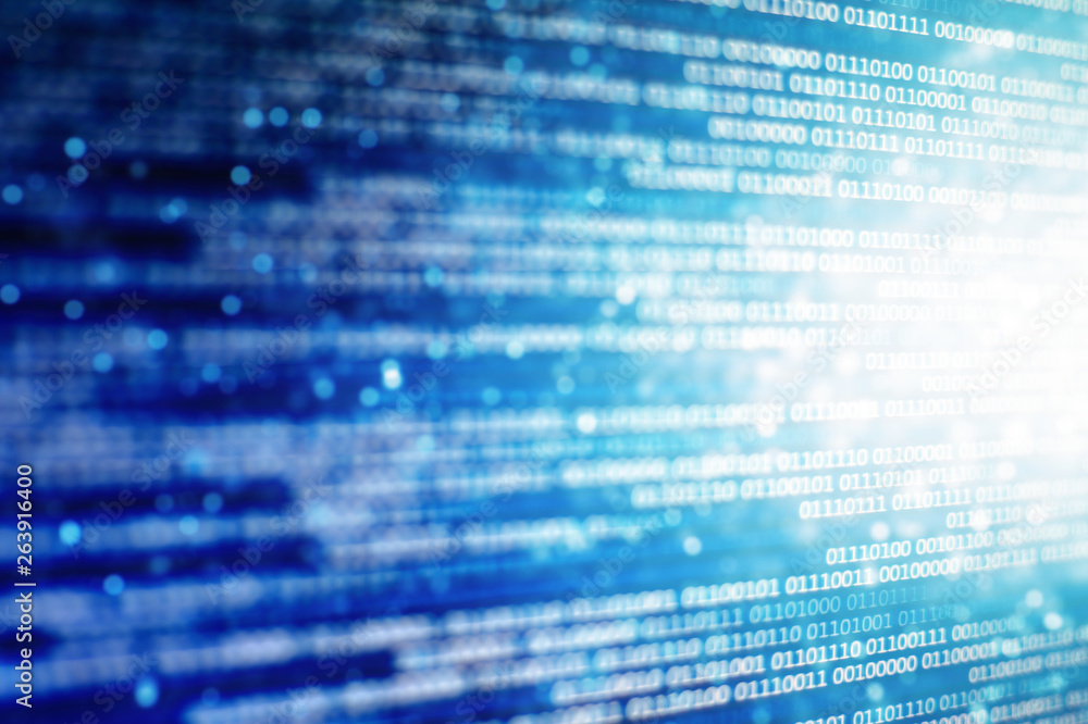Blue binary code background. computer data transfer concept. Computer ...