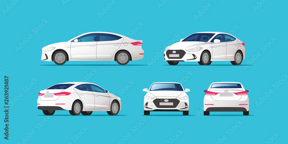 Car vector template on blue background. Business sedan isolated. Vector ...