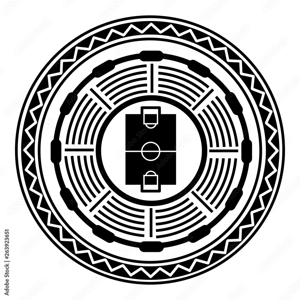 Round stadium top view icon. Simple illustration of round stadium top ...